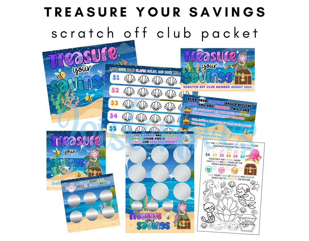 Scratch off Club Monthly Packet August Treasure Island Club Kit Mini ...