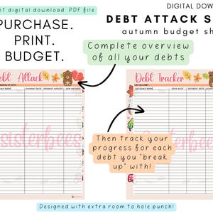 Debt Tracker & Debt Attack Budgeting Worksheet Set | Easy to Use ...