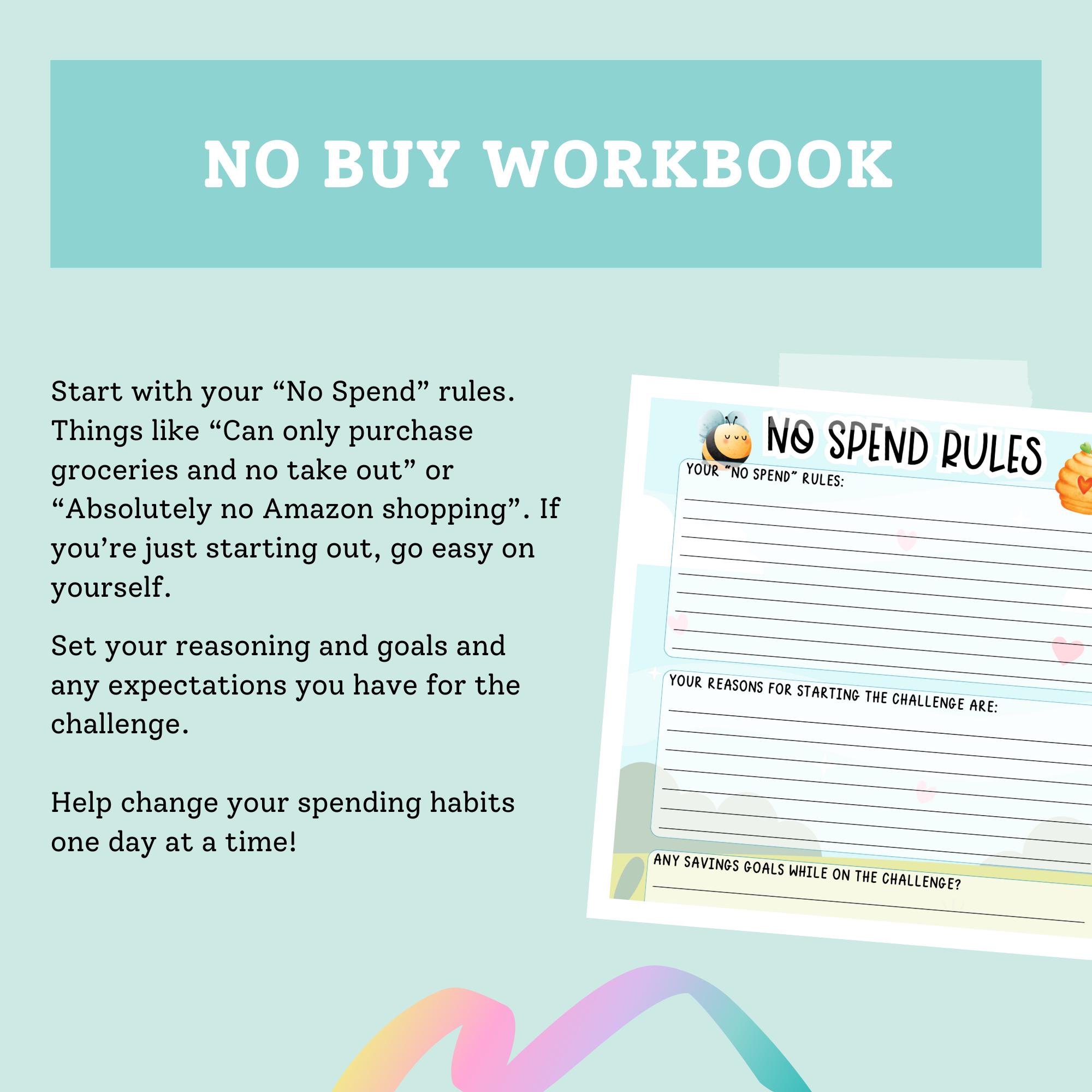 No Buy, No Spend Challenge Workbook: Undated Tracker (digital Download ...