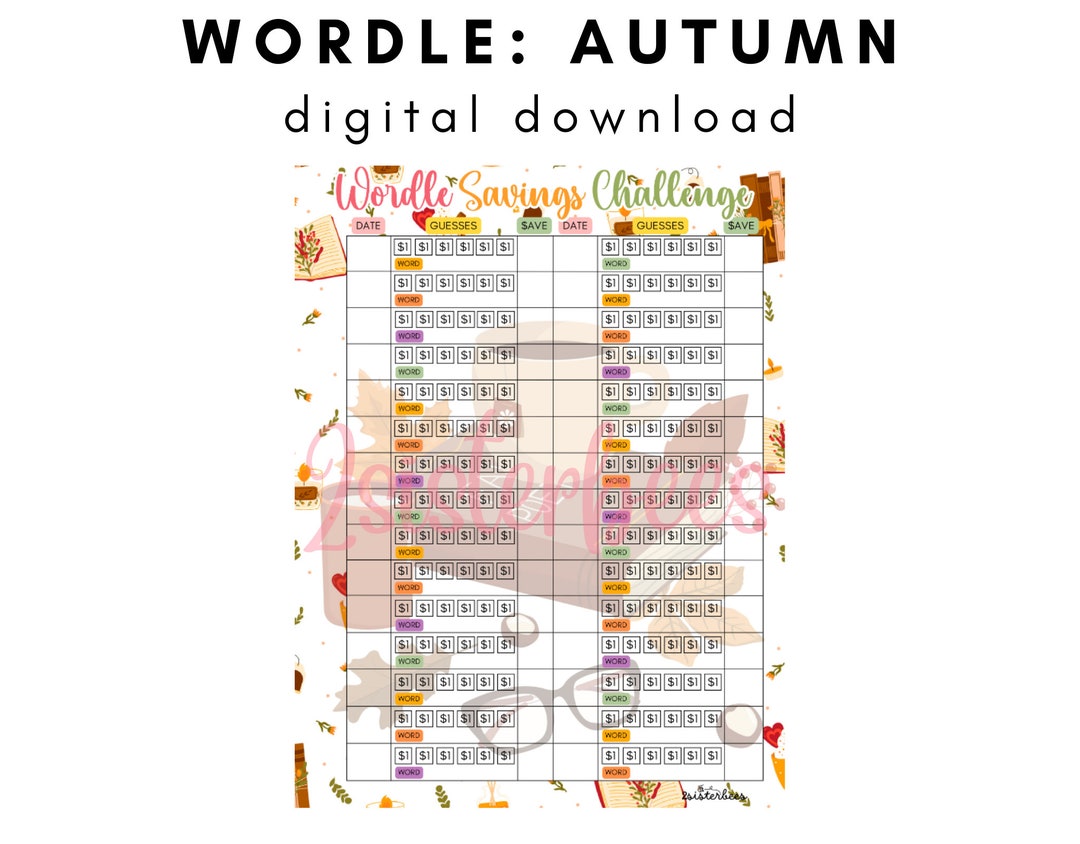 Autumn Wordle Savings Challenge: Fall Theme Game (digital Download) - Etsy