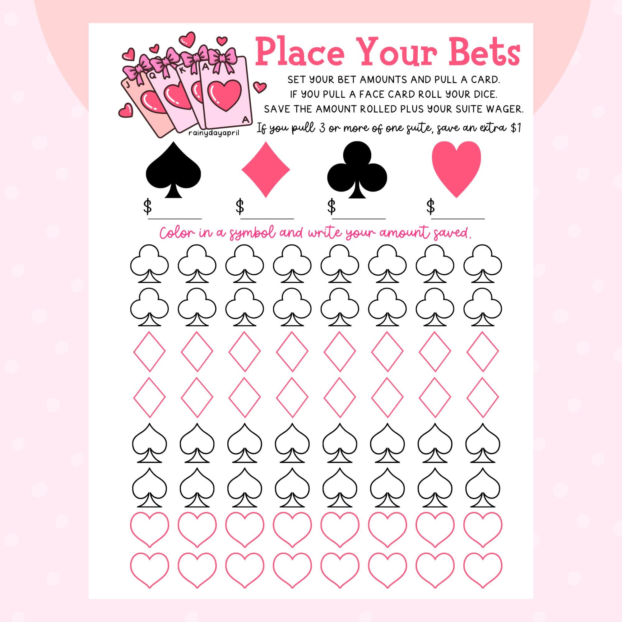 Place Your Bets Playing Card Casino Savings Challenge Game - Etsy