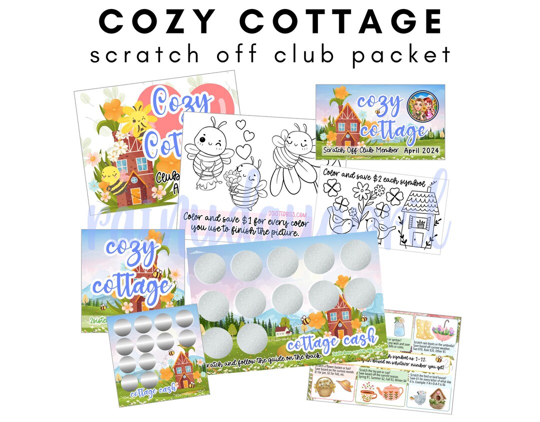Scratch off Club Monthly Packet April Cozy Cottage Scratcher Club Kit ...