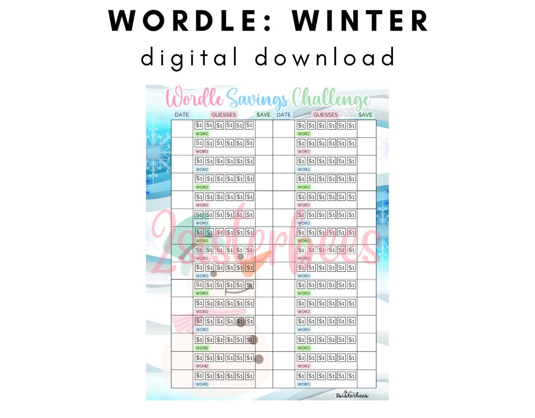 WORDLE Word Play WINTER PASTEL Theme | Snowman Snowflake Cash Envelope ...