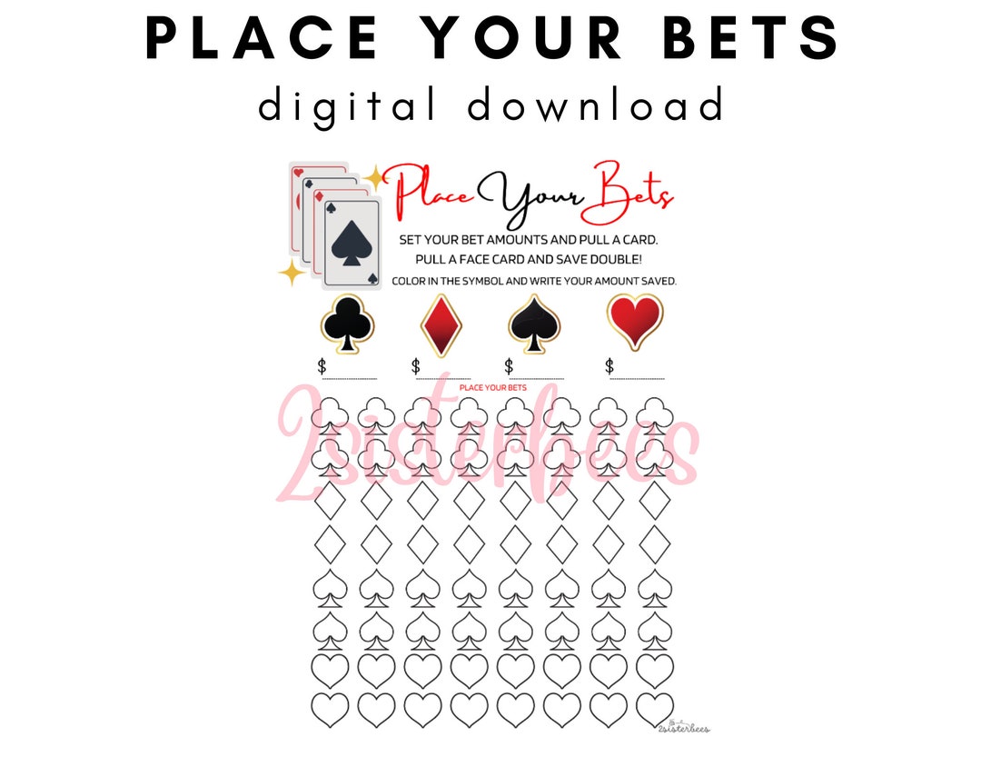 Place Your Bets Playing Card Casino Savings Challenge Game - Etsy