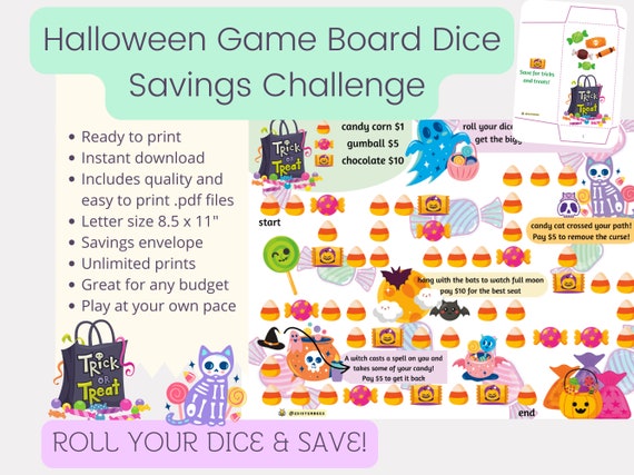 TRICK or TREAT Halloween Roll Dice Board Mini Game Play & SAVE - Etsy