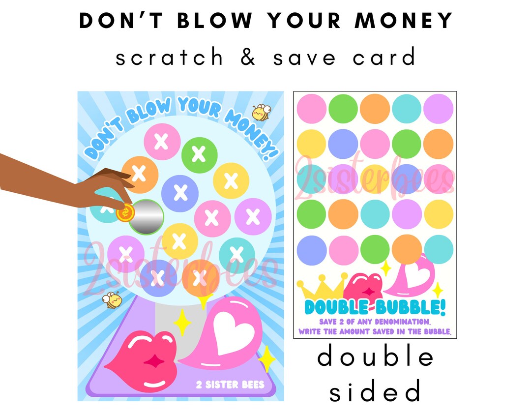 Don't Blow Your Money Bubble Gum Scratch off Scratcher Card Double ...