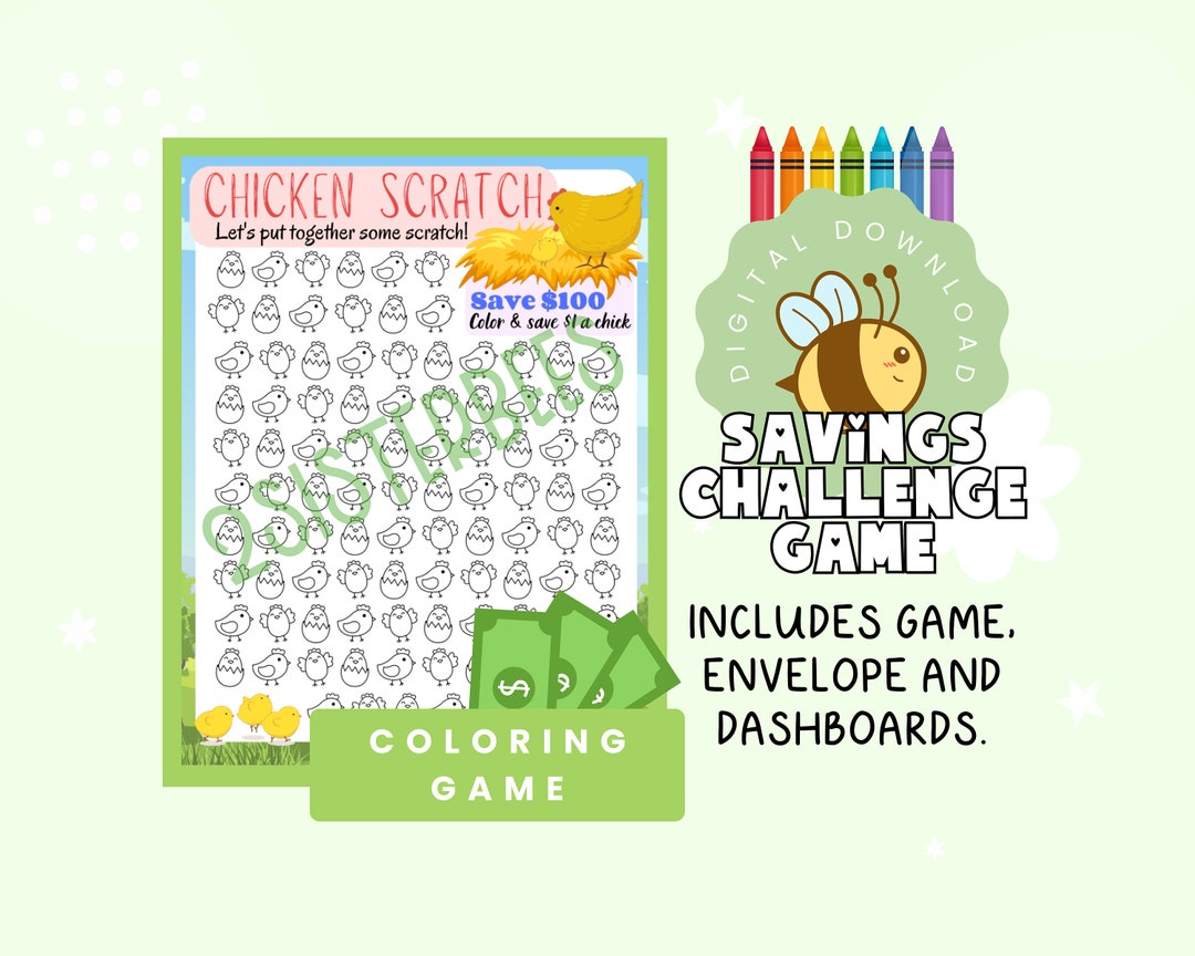 Chicken Scratch 100 Savings Challenge A5 & Bonus Envelope Cash Envelope ...
