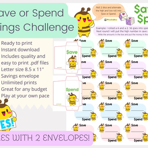 40 Envelope Piggy Cash Savings Tracker Mini Game Play Saving - Etsy