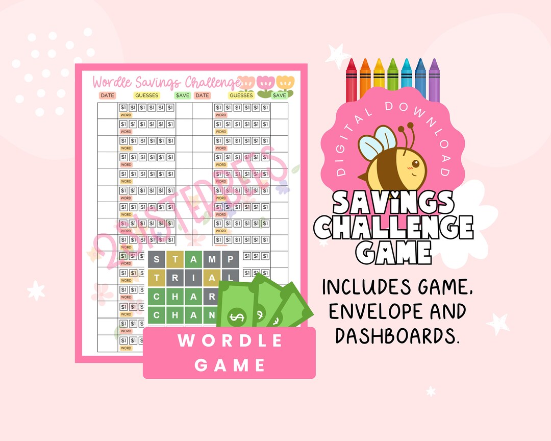 WORDLE Word Play SPRING Flower Bee Theme Cash Envelope Saving Challenge ...