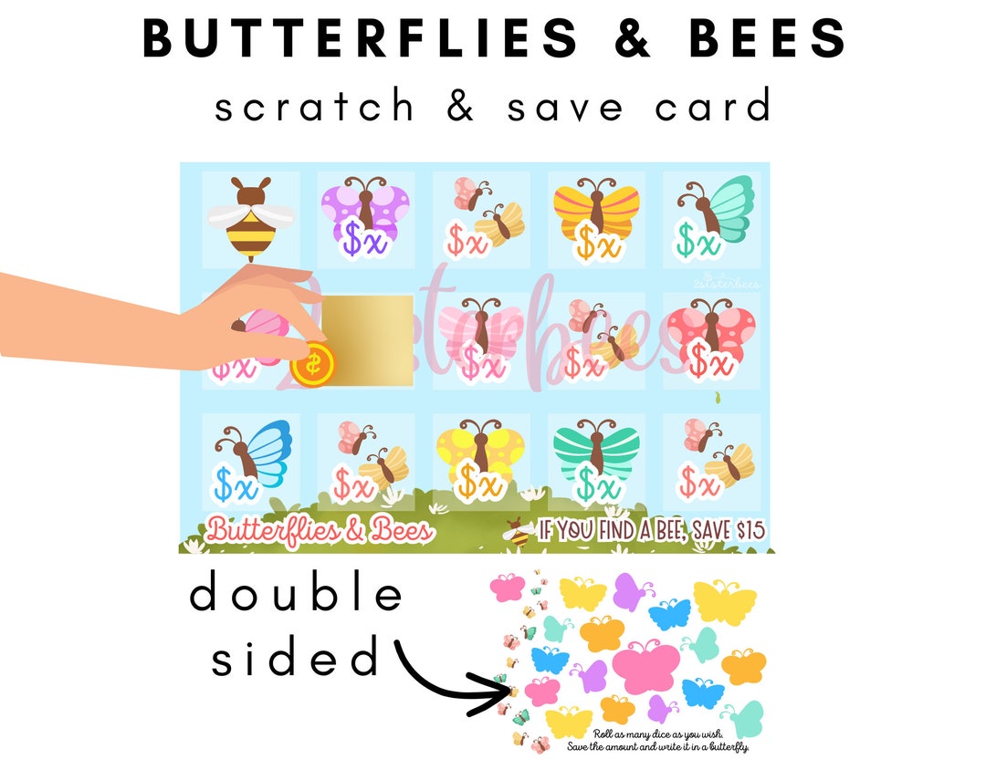 Butterflies Bees Savings Scratch off Scratcher Card Double Sided ...
