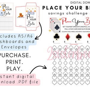 Place Your Bets Playing Card Casino Savings Challenge Game - Etsy
