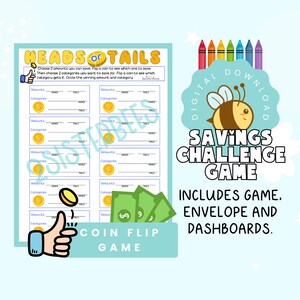 HEADS or TAILS Coin Savings Tracker Mini Game Play & SAVE - Etsy