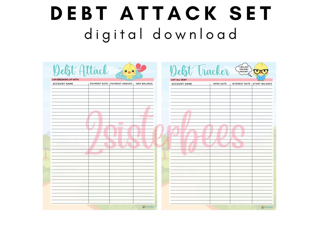 Spring Debt Tracker & Debt Attack Budgeting Worksheet Set | Easy to Use ...