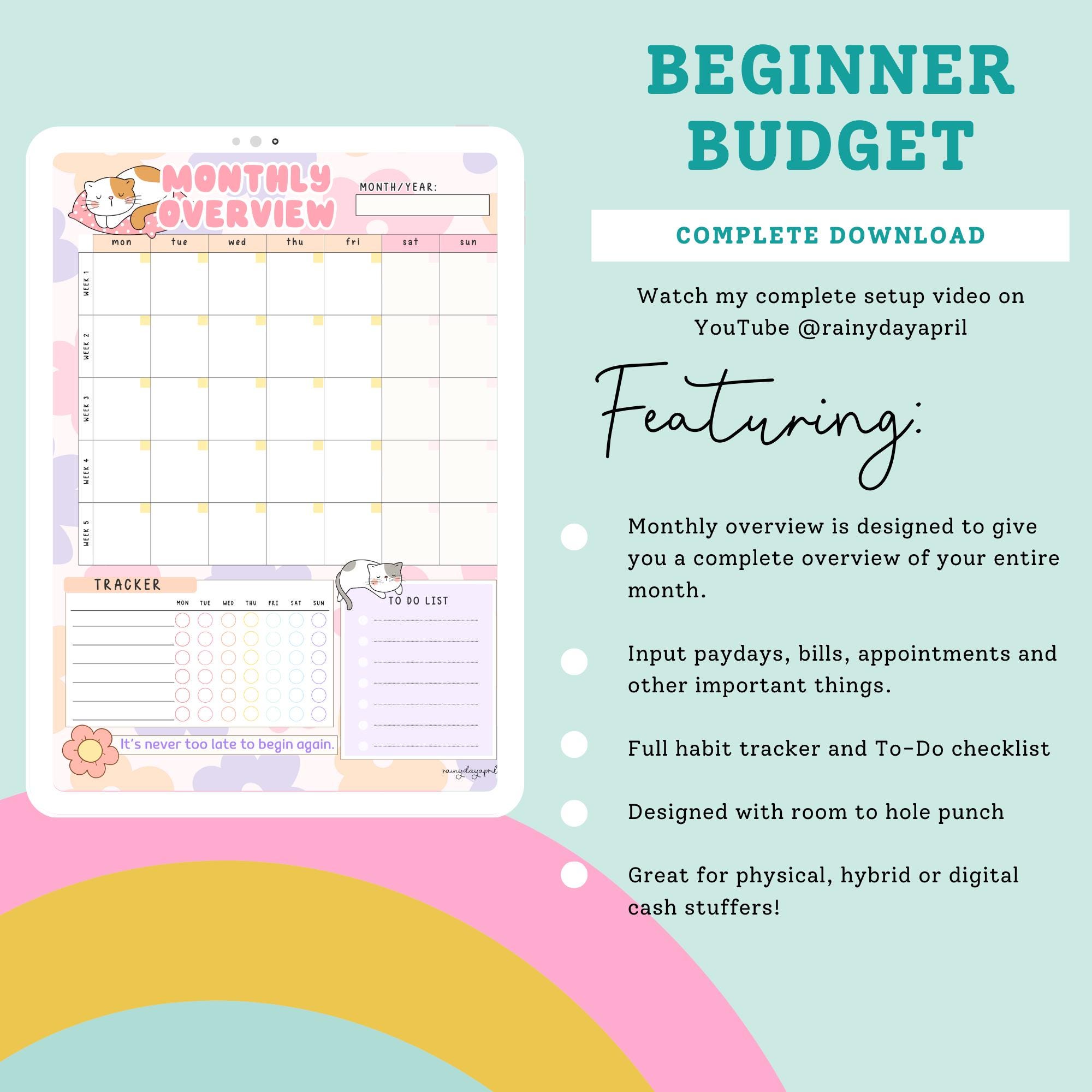 Cat Theme Budget Planner: Beginner Envelope System (digital Download ...