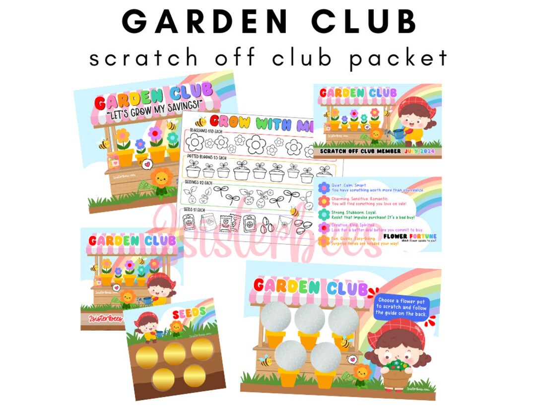 Scratch off Club Monthly Packet July Garden Club Kit Mini Scratch off ...