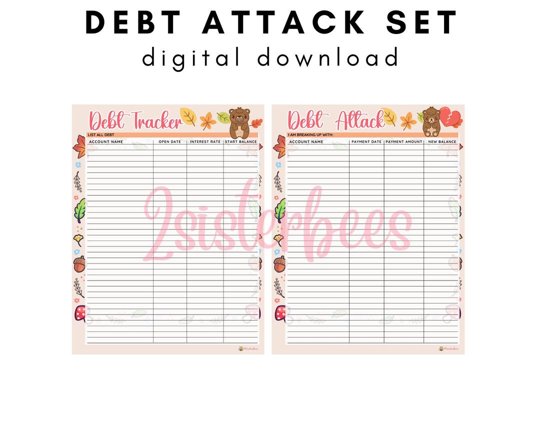 Debt Tracker & Debt Attack Budgeting Worksheet Set | Easy to Use ...