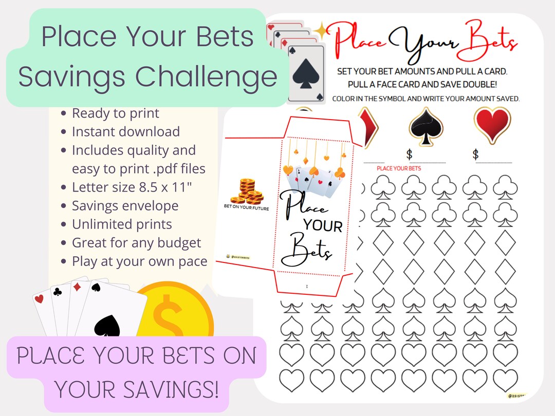 Place Your Bets Playing Card Casino Savings Tracker Mini Game - Etsy