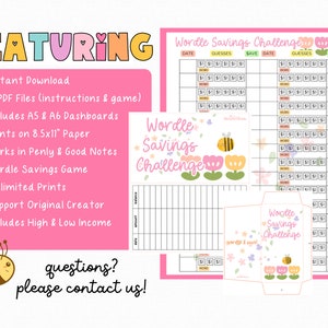 WORDLE Word Play SPRING Flower Bee Theme Cash Envelope Saving Challenge ...