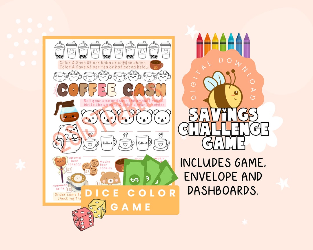 COFFEE Mocha Bear Cafe Savings Challenge Game Kawaii Latte Tea Boba ...