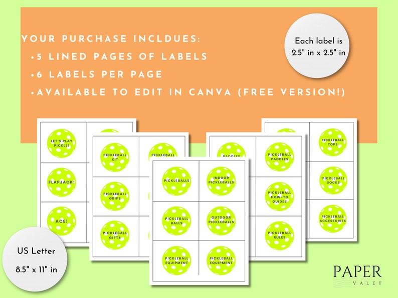Printable Pickleball Labels, Pickleball-themed Organization Labels ...