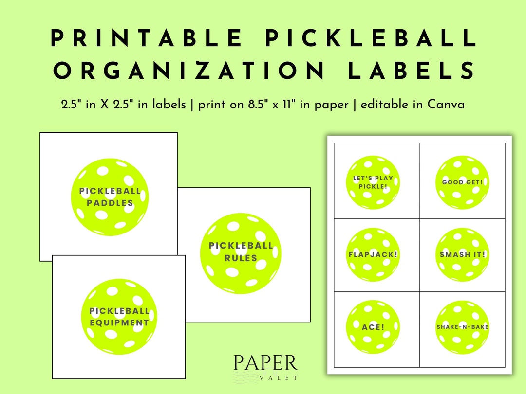 Printable Pickleball Labels, Pickleball-themed Organization Labels ...