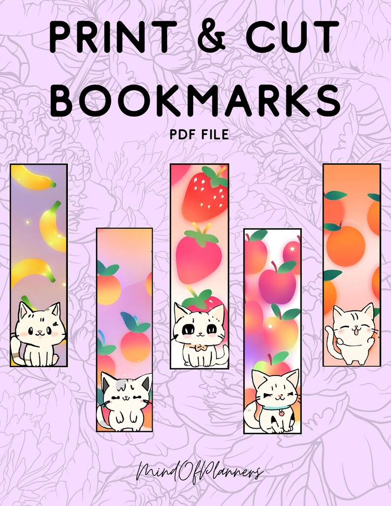 Bookmarks, Cute Cats Bookmark, Printable Bookmark, Cute Cats Printable ...