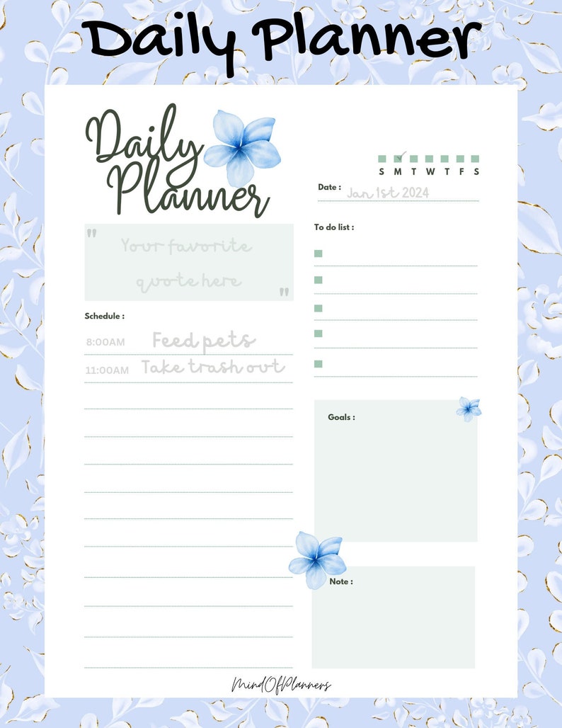Daily Planner Printable, Daily Schedule, Daily Organization, Quote ...