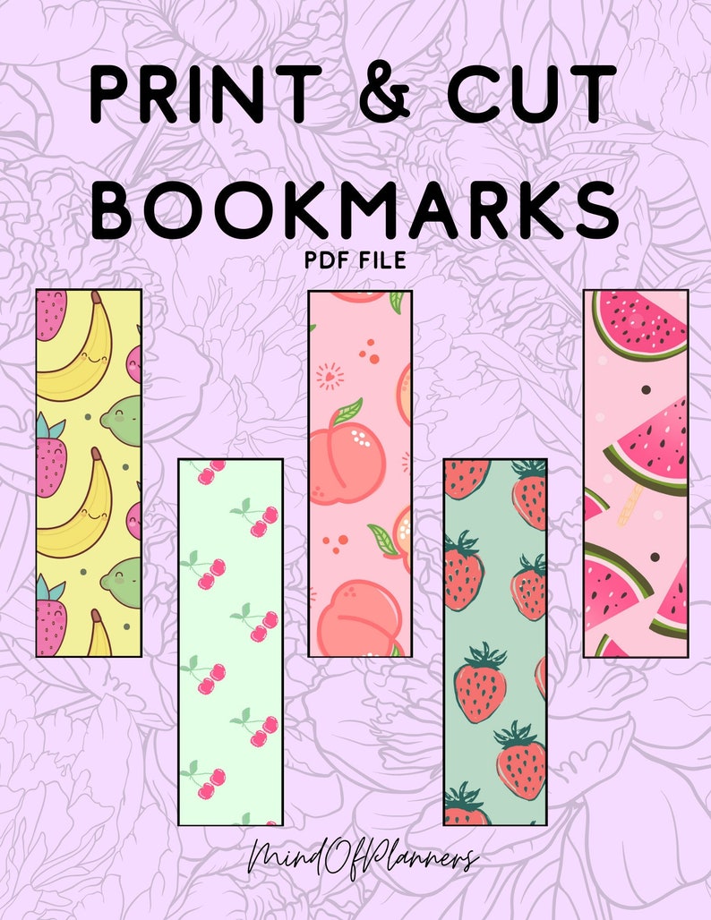 Bookmarks, Printable Bookmarks, Fruit Bookmarks, Party Favors, Scrap ...