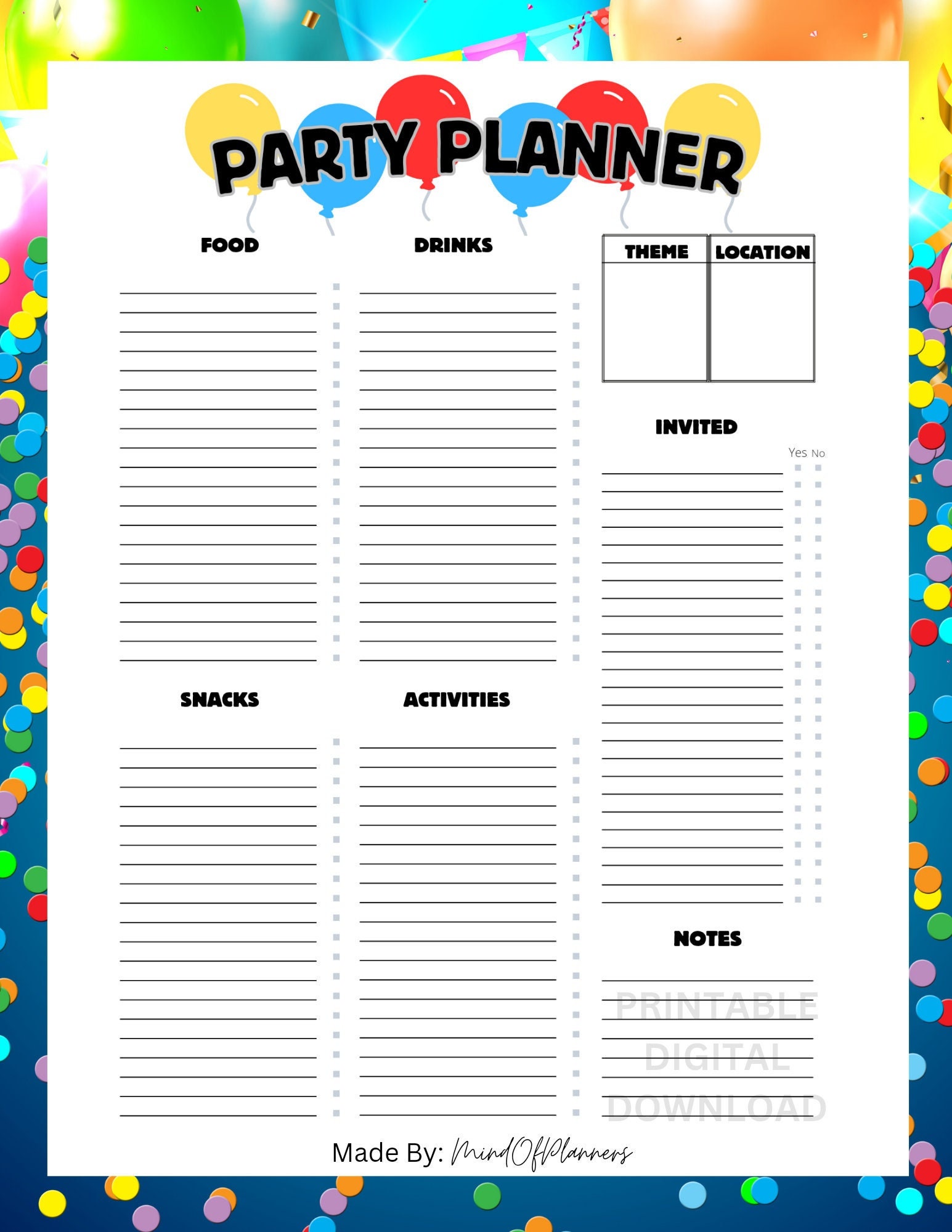 Party Planner Printable, Party Checklist, Party Planning, Birthday ...
