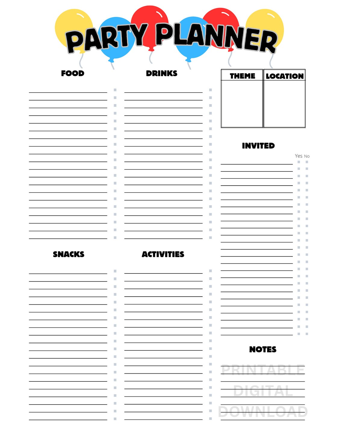 Party Planner Printable, Party Checklist, Party Planning, Birthday ...