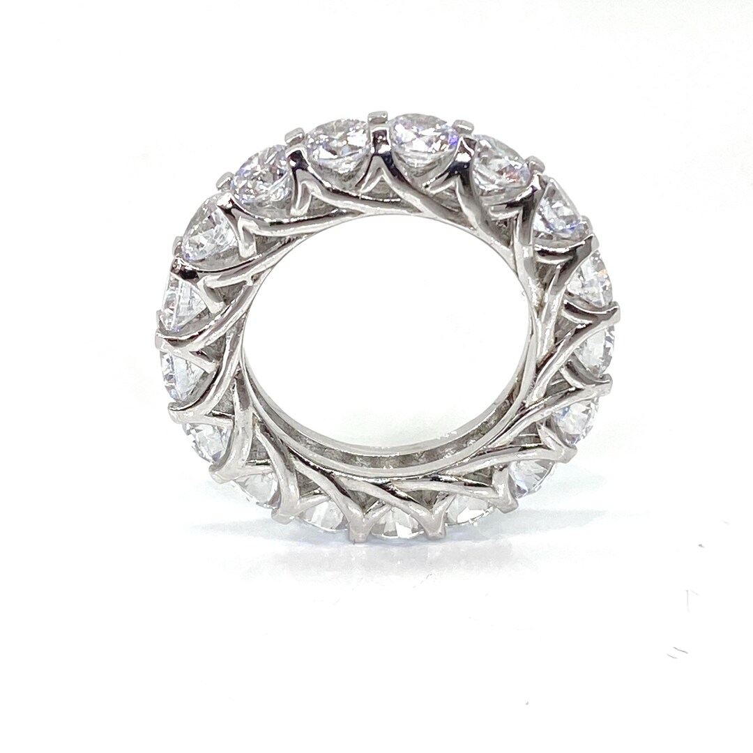 CZ Ring, 925 Sterling Silver Mount, Full Round Eternity, Claw Setting ...