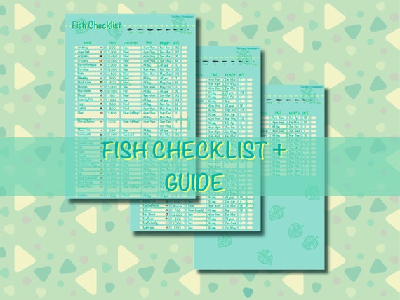 Animal Crossing New Horizons Fish List Guide and Checklist | Etsy