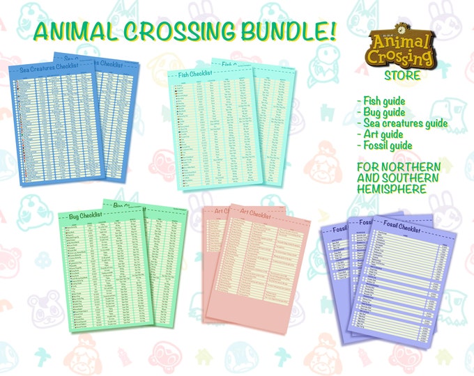 Animal Crossing New Horizons Guide Bundle/ Fish, Bug, Sea Creatures ...