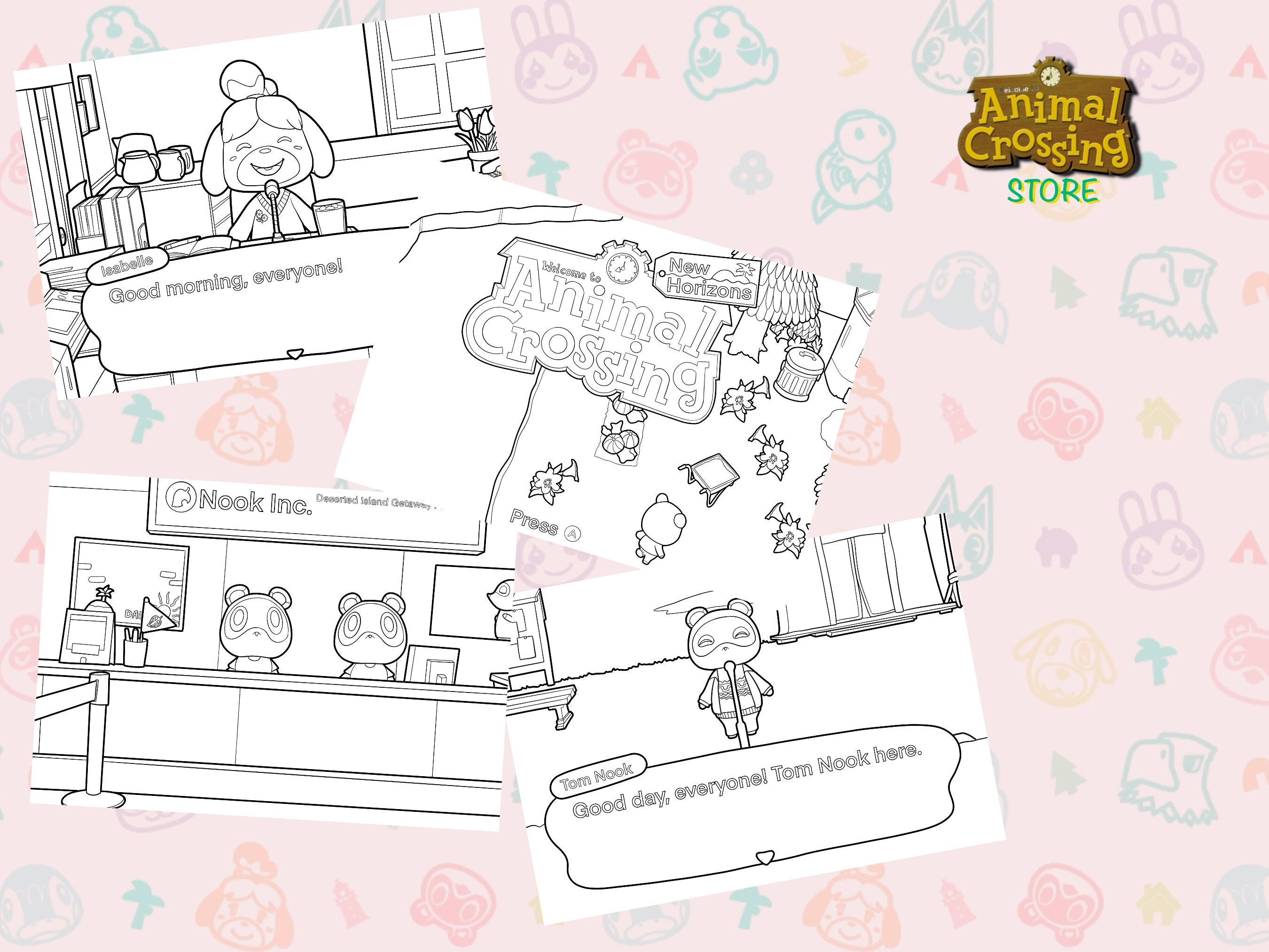 Animal Crossing New Horizons Coloring Pages for Adults and Kids/ ACNH ...