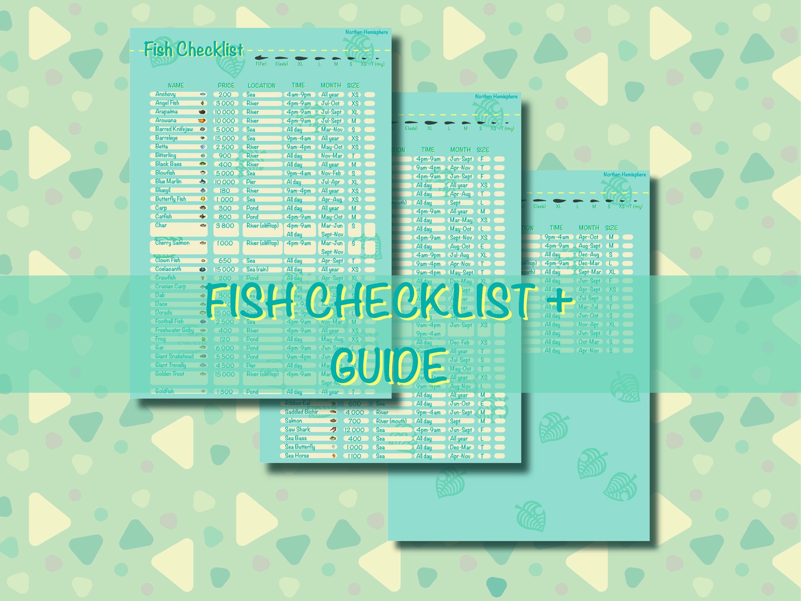 Animal Crossing New Horizons Fish List Guide and Checklist Northern ...