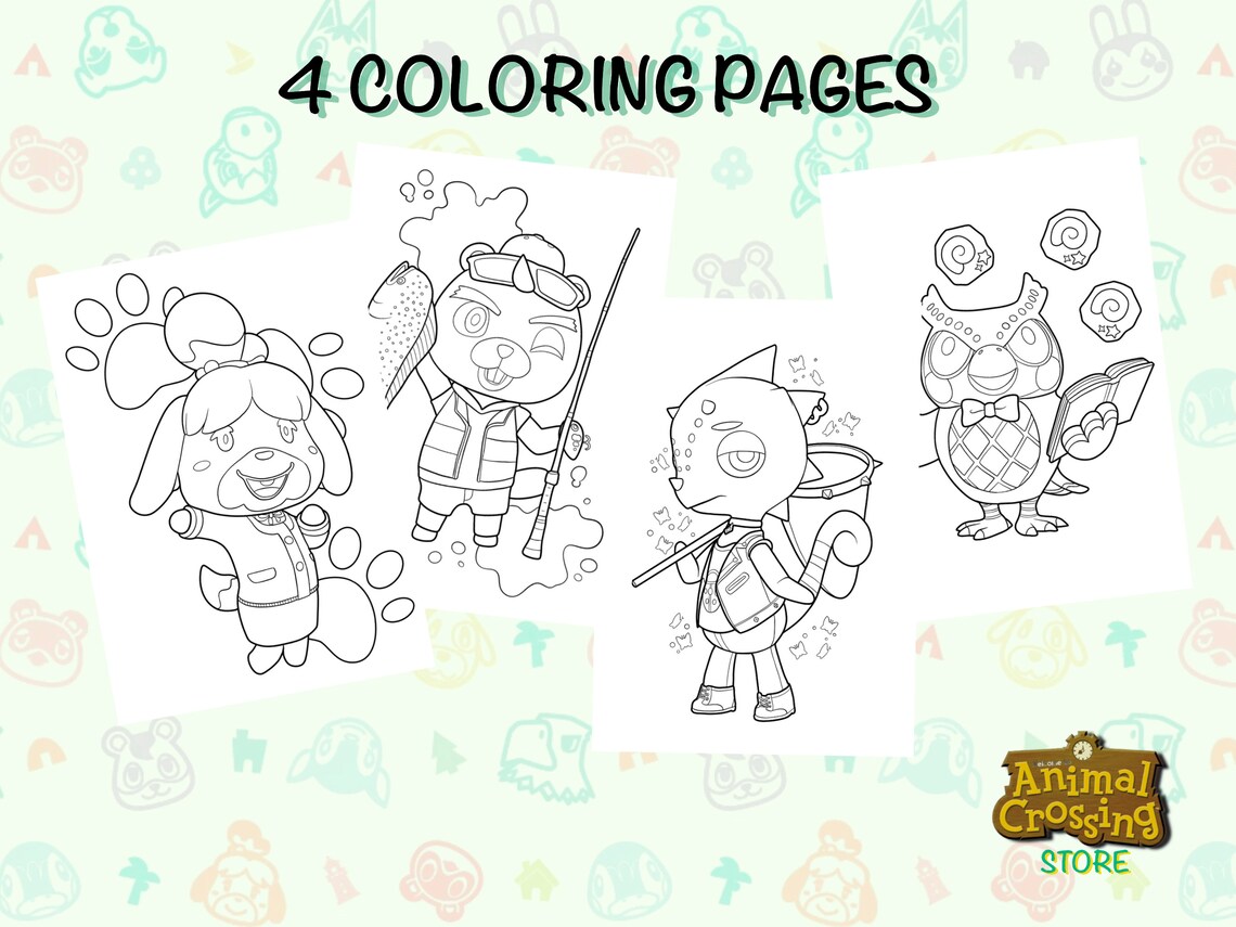 Animal Crossing New Horizons Coloring Book/ 4 Coloring Pages/ ACNH Game ...