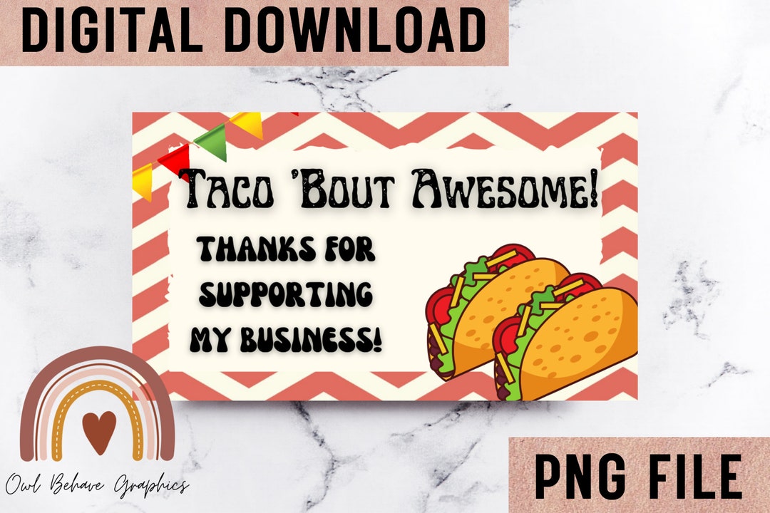 Taco Thank You Card Design Thank You Cards Digital Downloads Small ...