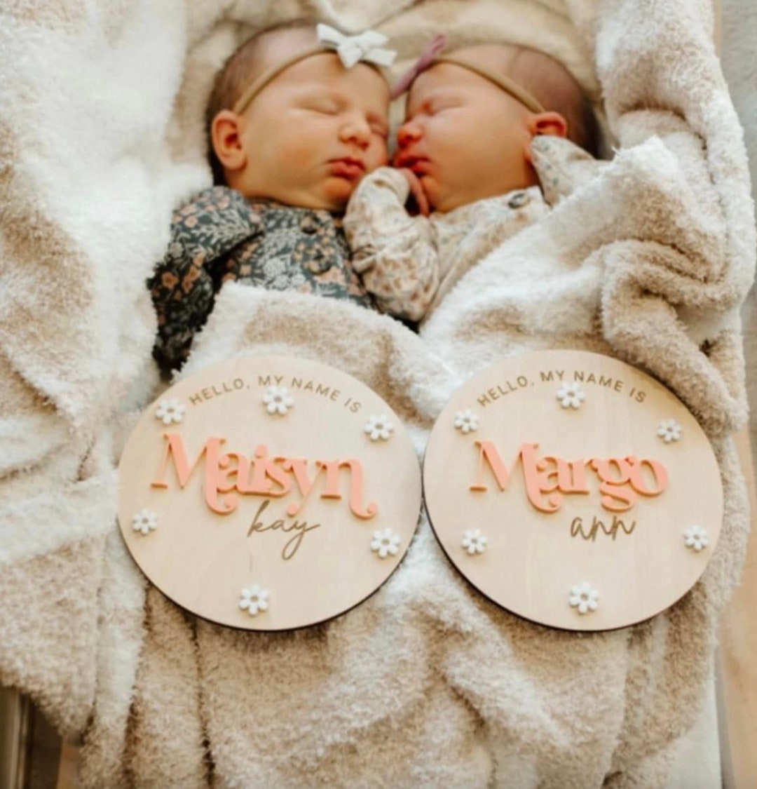 Floral Baby Name Announcement, Retro Baby Name Announcement, Newborn ...