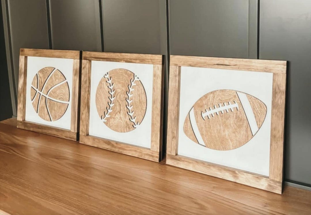 Sports Room Decor, Set of 3 Sports Decor, Sports Nursery Decor ...