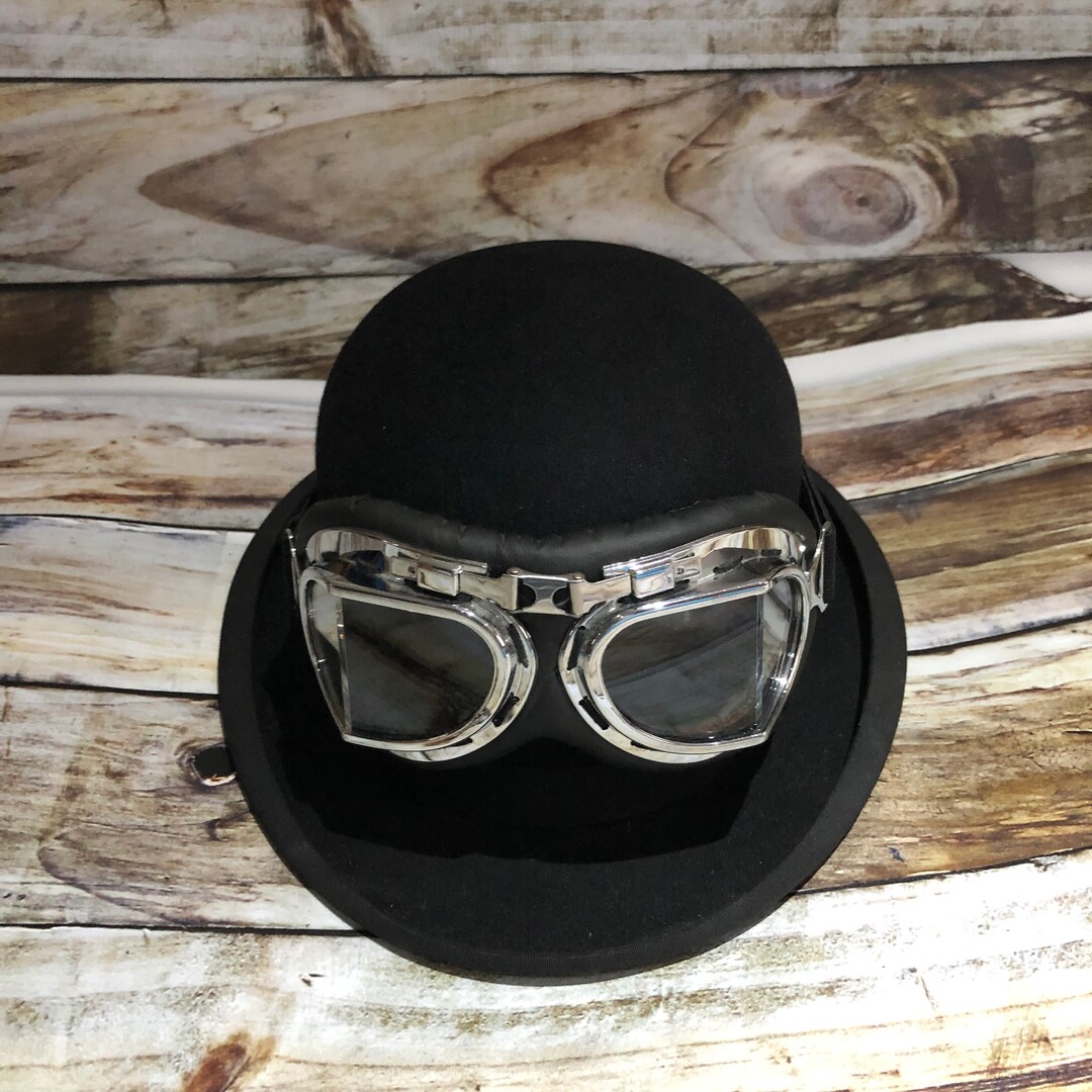 Black & Chrome Clear Lenses Flying Goggles Steampunk Fallout Burning ...