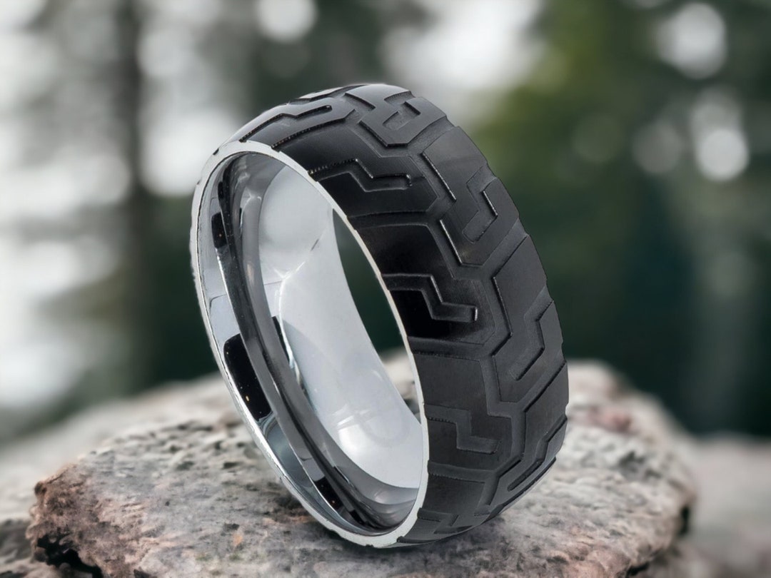 Men's 9mm Semi Dome Men's Bands Tire Tread Ring - Etsy