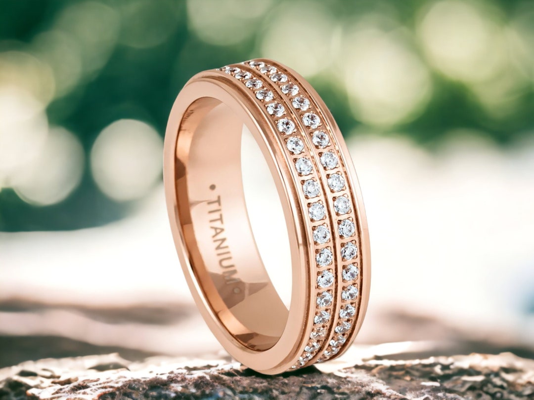 Rose Gold Titanium Wedding Ring,ladies Titanium Ring,engagement Ring ...