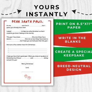 Letter to Santa From Dog; Printable Christmas Wish List to Santa Paws ...