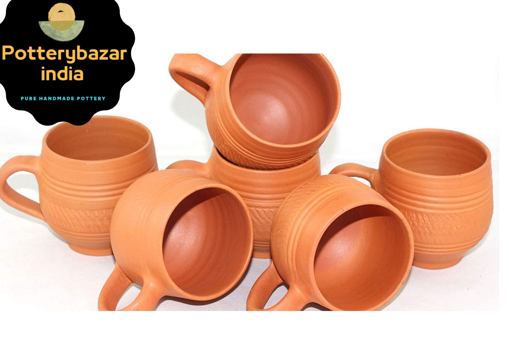 Unglazed clay-cups handmade Indian Traditional Style set of 6&12 In ...