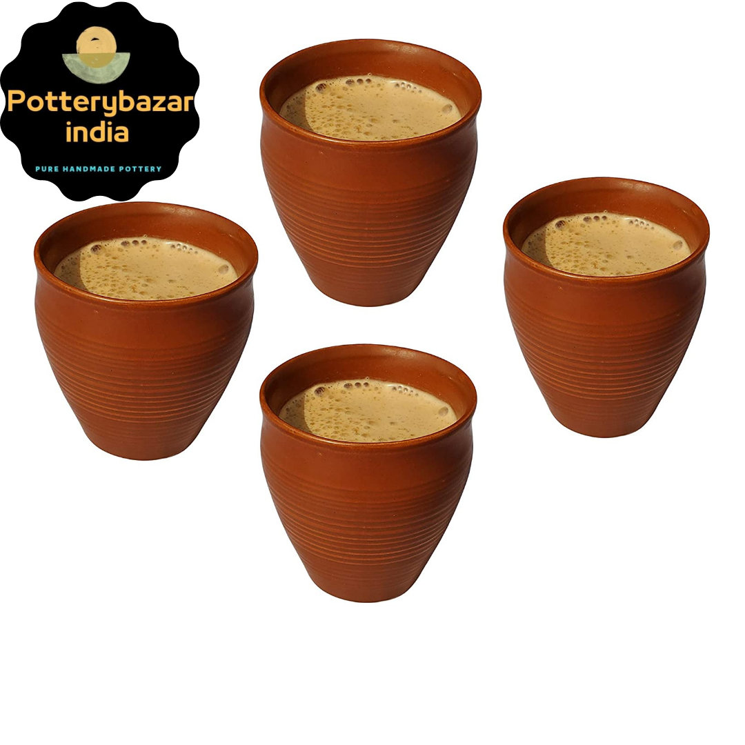 Unglazed clay-cups handmade Indian Traditional Style set of 6&12 In ...