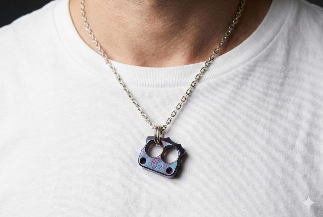 Blue/purple Anodized Titanium EDC Pendant Necklace DFK-03 — Sleek Men’s ...