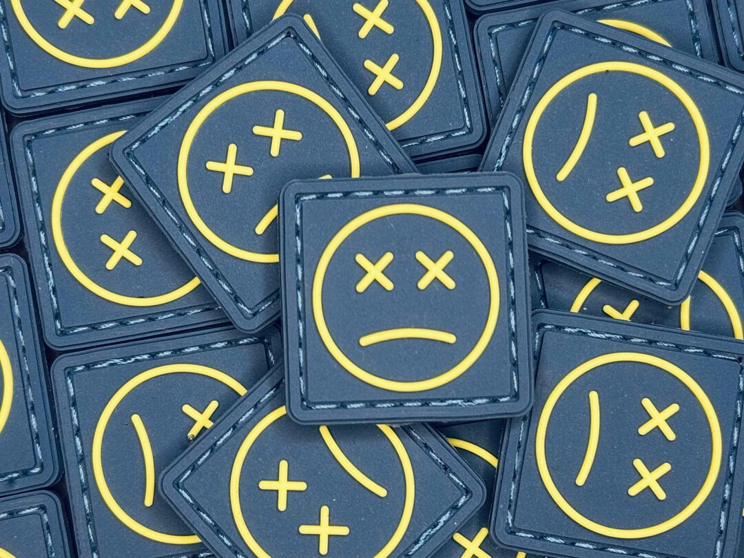 Sad Mood Face PVC Morale Patch, Blue Yellow Ranger Eye (1x1 Inch) - Etsy