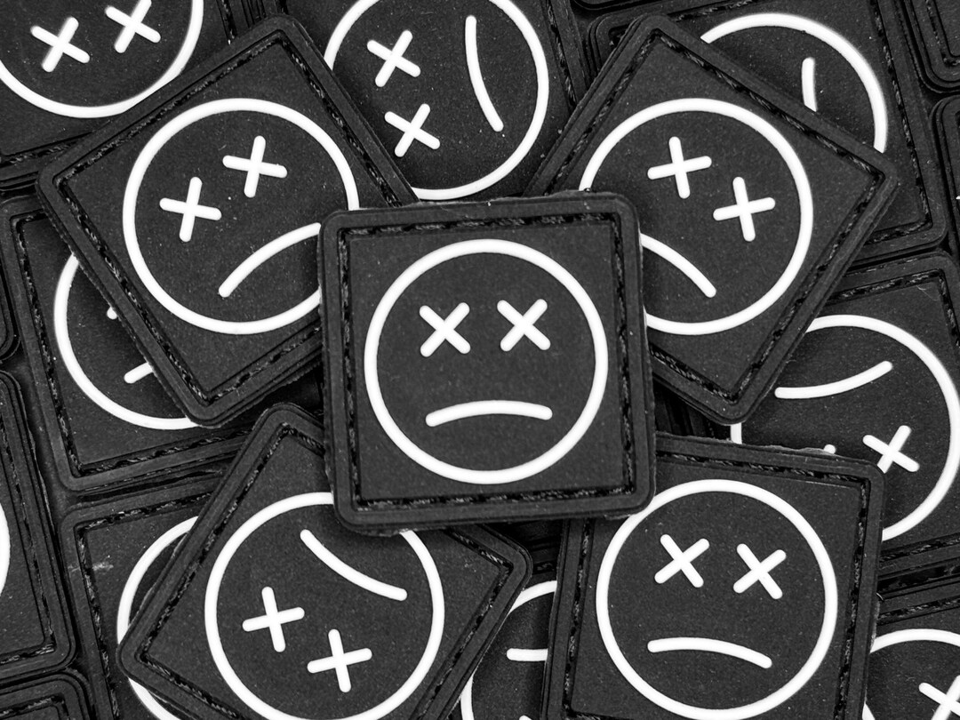 PVC Velcro Patch Sad Face Black and White, Every Day Carry EDC Velcro ...