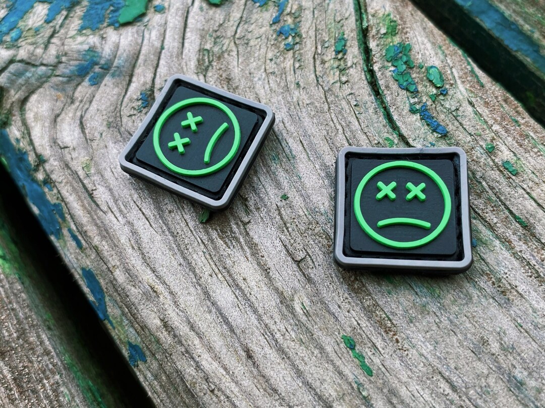Velcro Patch Smile Sad Face, Edc Patch, Grey / Black / Green, Morale ...