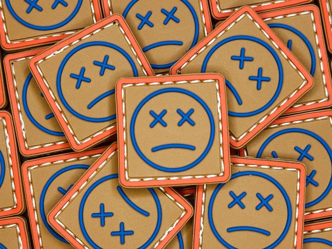 PVC Velcro Patch Sad Face Brown, Red and Blue, Every Day Carry EDC ...